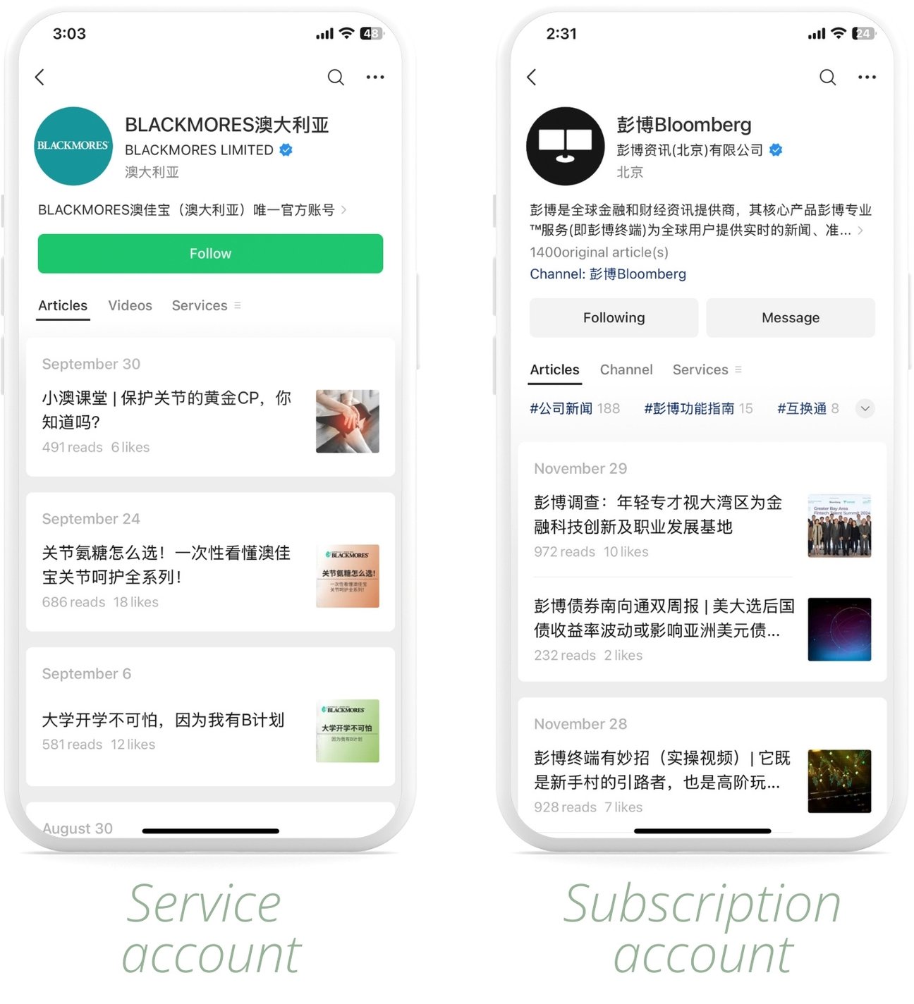 WeChat Official Accounts: Subscription vs Service
